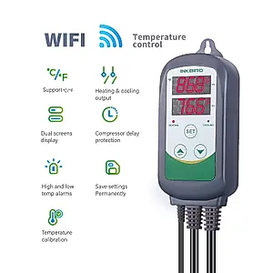 Inkbird WiFi ITC-308 Digital Temperature Controller Thermostat Remote Monitoring Controlling Home Brewing Fermentation Breeding Incubation Greenhouse