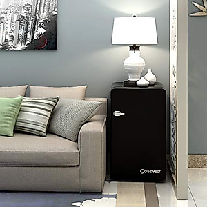 HOMGX, Black 3.2 CU.FT Compact Refrigerator, Mini Fridge with Single Reversible Door, Small Cooler with Removable Tempered Glass Shelves for Apartment, Office and Dorm, White