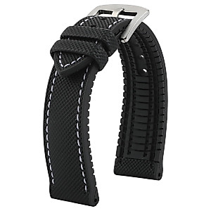 Strapseeker Theo Hybrid Nylon & FKM Rubber Performance Watch Band Replacement Watch Bands Quality Waterproof Watch Straps for Men & Women Deployment Clasp Pin Buckle Compatible with Most Watches