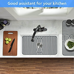 Kitchen Sink Mats Can be Sheared, JIUBAR 29.5"X15" sink protectors for kitchen sink with Rear Drain or Center Drain for Bottom of Farmhouse Stainless Steel Porcelain Sink