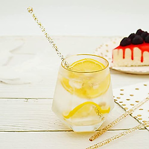 hapray 50-PCS Gold Glitter Plastic Swizzle Sticks, Crystal Cake Pops, Cocktail Coffee Drink Stirrers, Lolipop Stick, 7.24 Inch