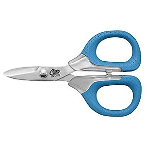Cuda 5.5-Inch Titanium-Bonded Fishing Scissors for Braided Line & Mono Line with Micro Serrated Edges (18362), Blue