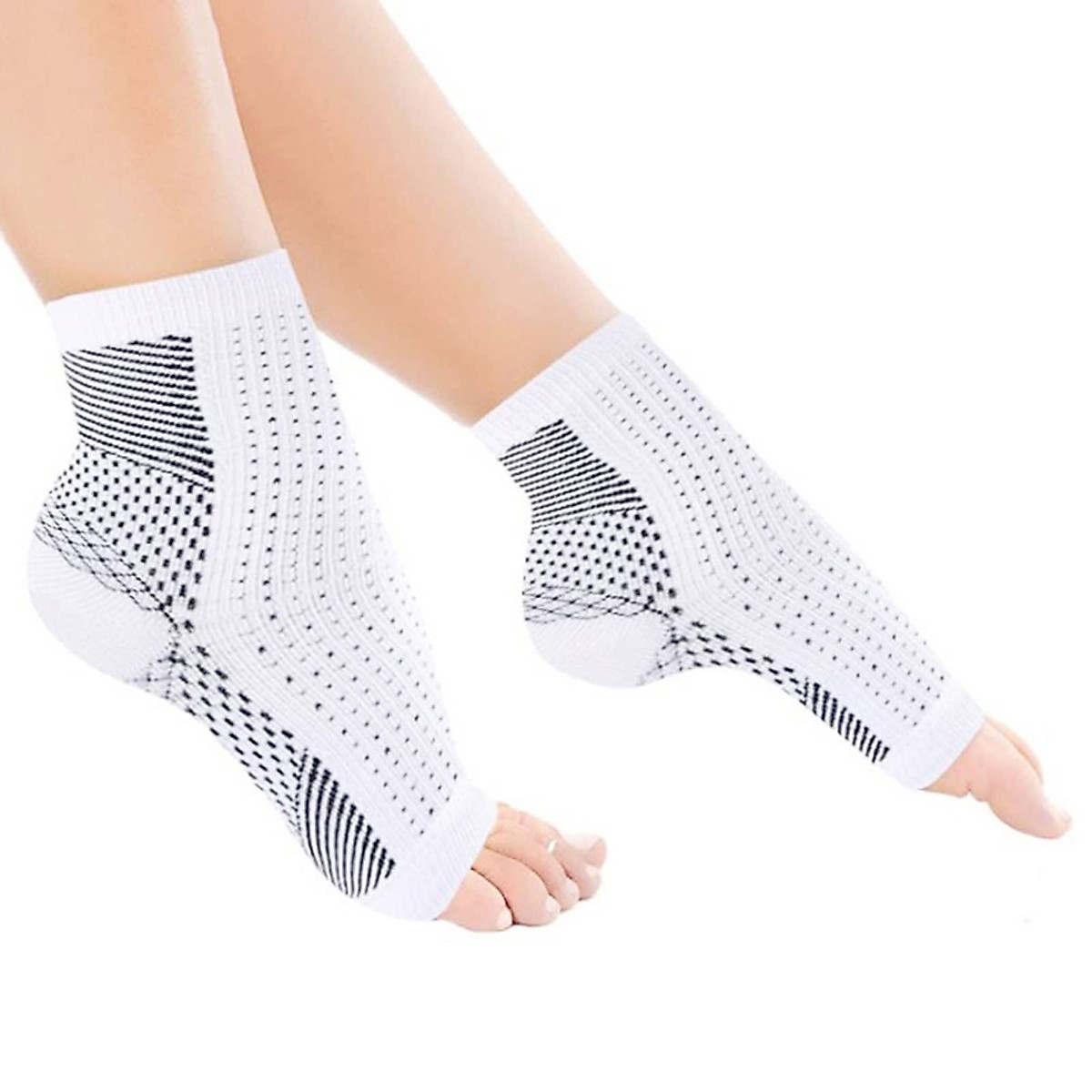 Ankle Brace Compression Sleeves, Relieves Achilles Tendonitis, Joint Pain. Plantar Fasciitis Relief Socks with Foot Arch Support Reduces Swelling & Heel Spur Pain. Injury Recovery for Sports White S/M