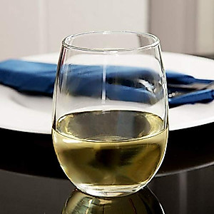 Set of 6 Stemless 9 oz White Wine Glass, Libbey 207 w/Signature Cocktail Picks