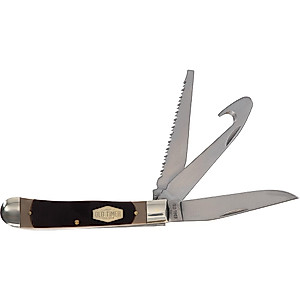 Old Timer 69OT Premium Trapper 7.4in High Carbon S.S. Traditional Folding Pocket Knife with Clip Point Blade, Sawcut Handle, and Convenient Size for Everyday Carry, Hunting, Camping, and Outdoors