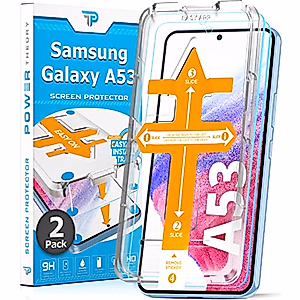 Power Theory Designed for Samsung Galaxy A53 5G Screen Protector Tempered Glass [9H Hardness], Easy Install Kit, 99% HD Bubble Free Clear, Case Friendly, Anti-Scratch, 2 Pack