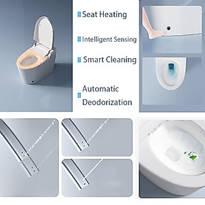 RIDFY Modern Smart Bidet Toilet with Tank Built In,Auto open/close,Heated Seat,Warm Water,Auto Flush,Nightlight,Remote Control, White (white)
