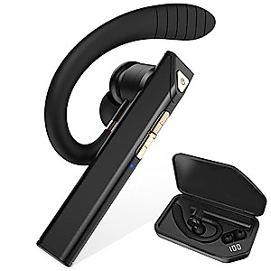 MICJIASD Bluetooth Headset, Bluetooth Earpiece with 500mAh Charging Case 50H Playtime, V5.1 Hands-Free Wireless with Noise Canceling Dual-Mic, for Business,Office and Driving