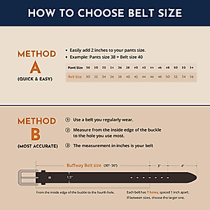 Buffway Leather Belt for Men - Durable Full Grain Men's Belt 1.5", Versatile for Daily Use, with Gift Box- 32” Black