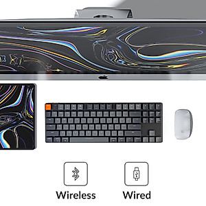 Keychron K1 SE, 87 Keys Ultra-Slim Wireless Bluetooth/USB Wired Mechanical Keyboard with White LED Backlit, Low-Profile Gateron Mechanical Blue Switch Compatible with Mac Windows