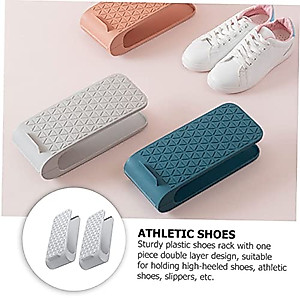 CIYODO 6 pcs Stack Organizer Height Shoes Storage Heel Saving Racks Use Organizers Slots High Holder Deck Grey Display Rack Double -layer Sneaker Holders Space Organization Decker