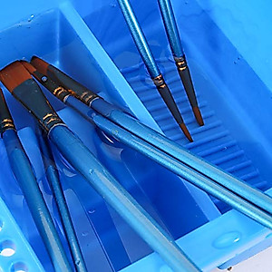 ZOENHOU 4 PCS 12 Hole Square Multifunction Paint Brush Basin Cleaner, Plastic Twin Compartment Artist Brush Washer with Brush Holder and Lid for Cleaning Acrylic Watercolor Oil Painting