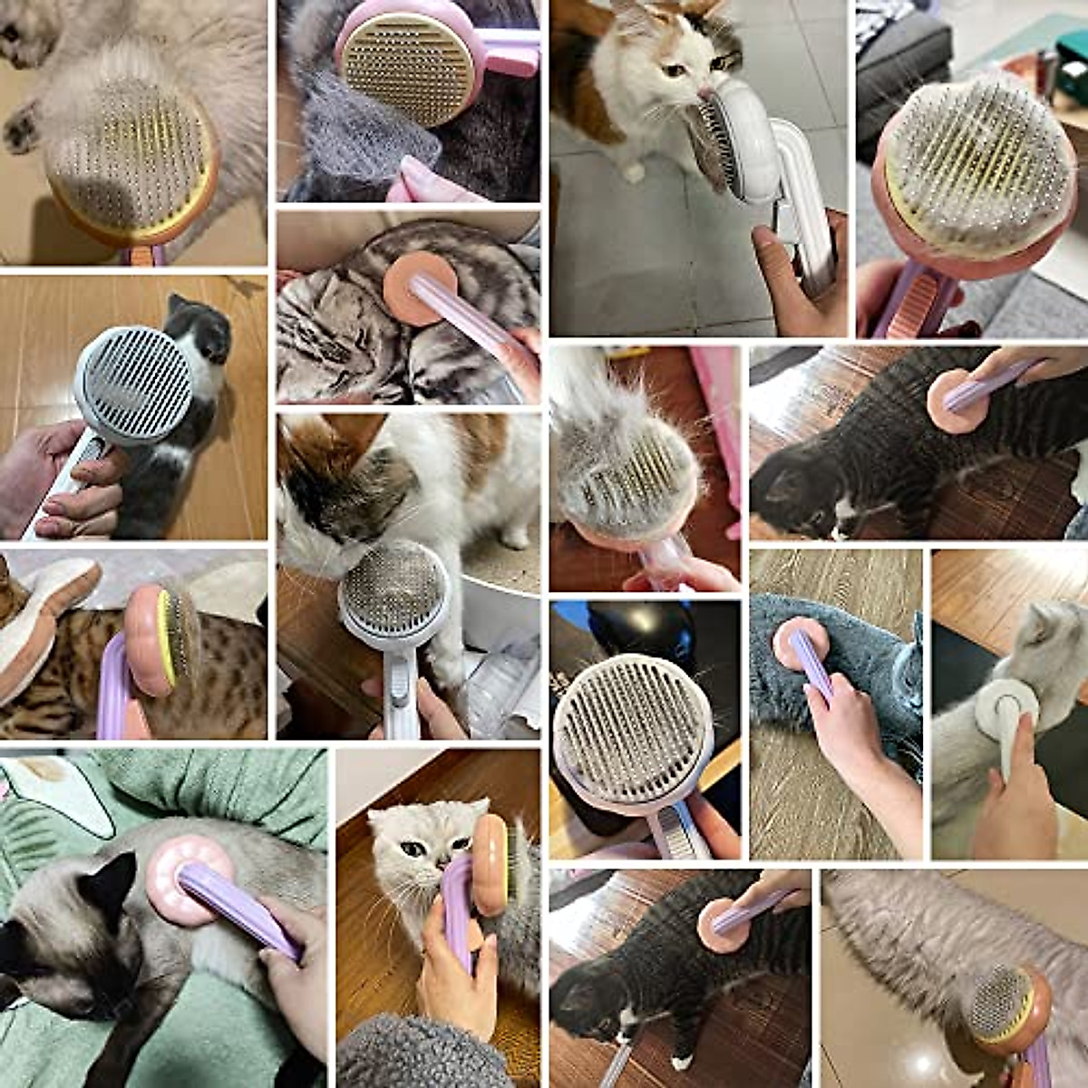 ZALER Cat Brush Self Cleaning Slicker Brushes, Pet Pumpkin Brush for Shedding and Grooming, Dog Brush for Short and Long Haired Dogs, Gently Remove Loose Undercoat, Mats Tangled Hair (Purple, 1piece)