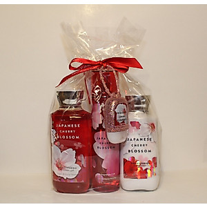 Bath & Body Works - Signature Collection – “Japanese Cherry Blossom” - Shower Gel - Fine Fragrance Mist- Body Lotion & PocketBac Sanitizing Hand Gel & PocketBac holder – Gift Bundle
