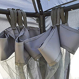 Outsunny 10' x 10' Patio Gazebo Outdoor Canopy Shelter with 2-Tier Roof and Netting, Steel Frame for Garden, Lawn, Backyard and Deck, Grey