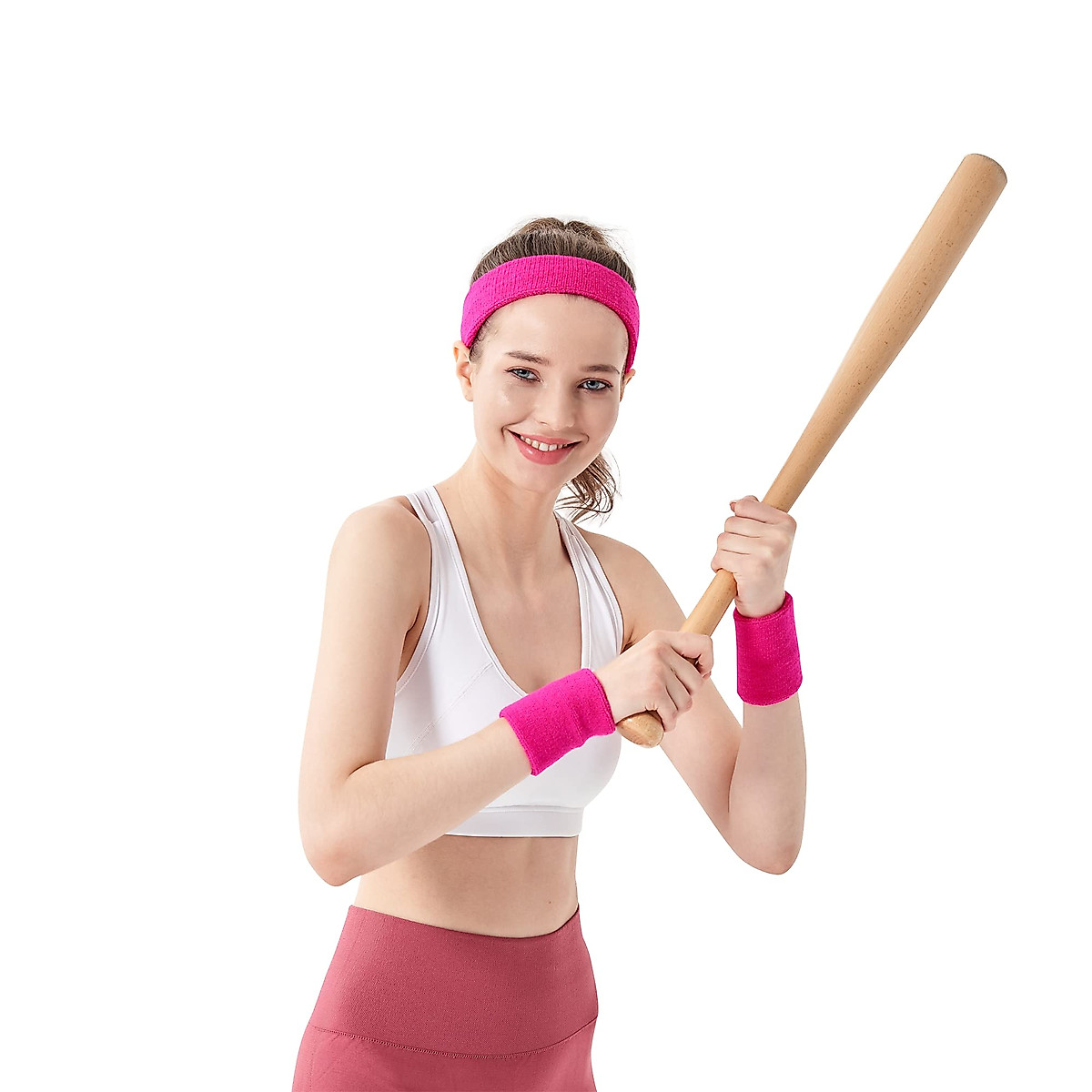 Mallofusa ? 10 PCS Cotton Sports Basketball Headband / Sweatband Head Sweat Band/Brace Gift Party Outdoor Activities (Pink)