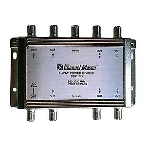 8-Way Splitter 2 GHz Power Divider 950-2050 MHz 1 Port DC Passive Splitter 1 Input 8 Output Satellite High Frequency UHF/VHF Video Signal TV Antenna Coax Cable
