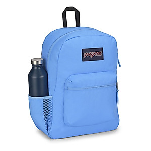 JanSport Cross Town Backpack, 17" x 12.5" x 6" - Simple Bag with 1 Main Compartment, Front Utility Pocket - Premium Class Accessories - Blue Neon