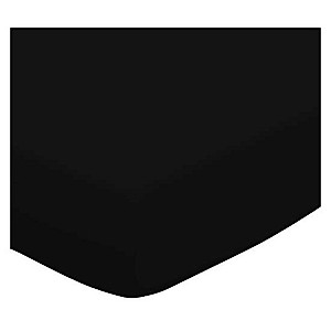 SheetWorld Fitted 100% Cotton Jersey Portable Mini Crib Sheet 24 x 38, Solid Black, Made in USA