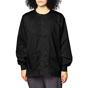 WonderWink Plus-Size Snap Front Jacket Outerwear, Black, 3X-Large