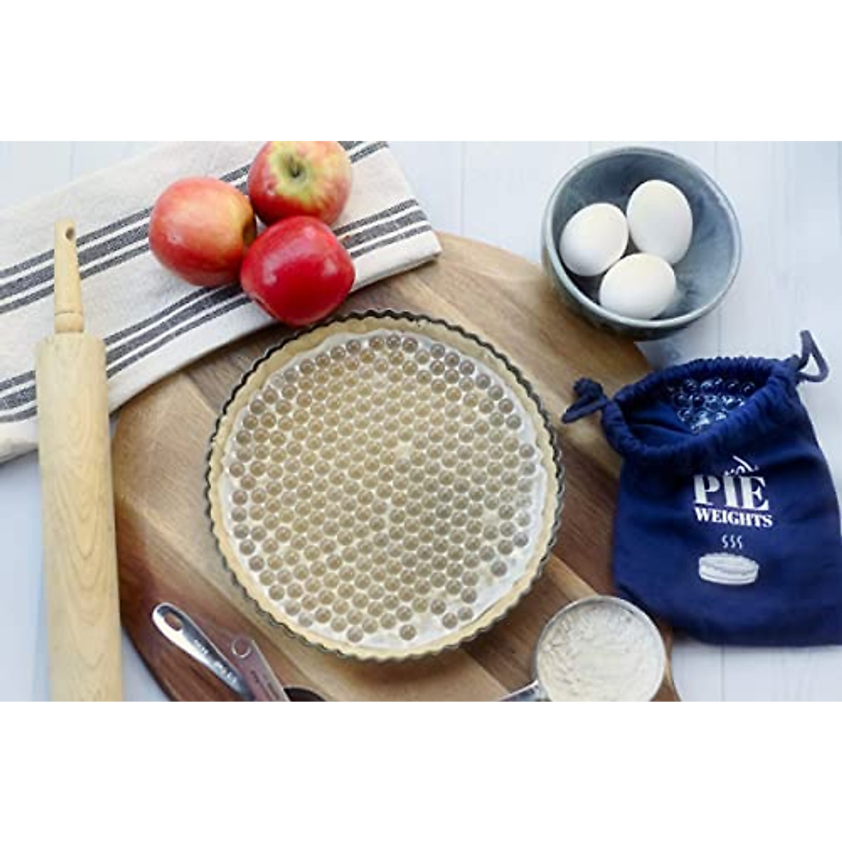 Glass Pie Weights for Baking | Better Than Ceramic! Dust Free Borosilicate Glass | Extra Large Quantity 2.5 Pounds | Drawstring Storage Bag | Essential baking tools