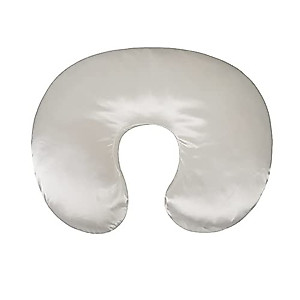 Satin Nursing Pillow Cover Slipcover Set 2 Pack Ultra Soft Silk Compatible with Boppy Pillow for Breastfeeding Pillow Case (White + Pink)