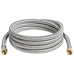 ATKKE 10FT High Pressure Propane Extension Hose with Conversion Couplings Kit, Steel Braided Propane Gas Line with Pipe Fitting 3/8" Flare for BBQ Grill, Heater, Fire Pit