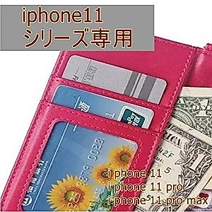 Glow Co., Ltd. 404-1-02 iPhone 11 with Strap, Multi-Functional Storage, Notebook Type Case, Magenta, Tempered Glass & Stylus Pen Included
