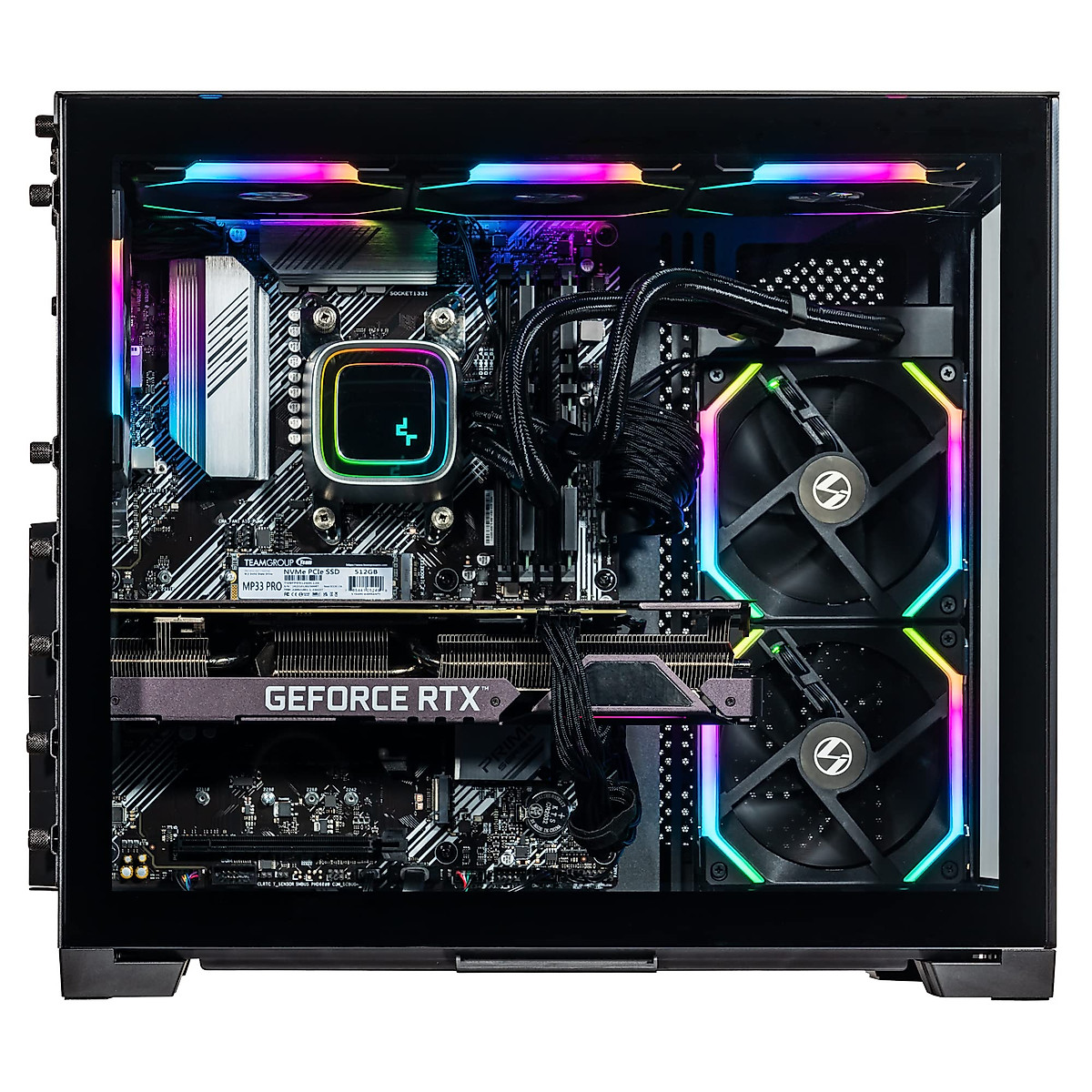 Velztorm Galax CTO SFF Gaming Desktop PC Liquid-Cooled (AMD Ryzen 7-5800X 8-Core, GeForce RTX 3060 12GB, 32GB DDR4, 512GB PCIe SSD + 2TB HDD (3.5), WiFi-N, RGB Fans, 750W PSU, Win 10 Home)