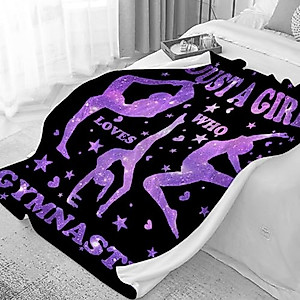 ARTBLANKET Just A Girl Who Loves Gymnastics Blanket for Fall Winter Spring All Season Warm Fuzzy 50x40 in for Small Kids/Child Microplush Fleece Summer Autumn Blankets for Couch Bed Sofa