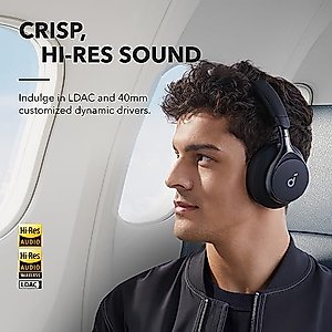 Soundcore by Anker, Space One, Active Noise Cancelling Headphones, 2X Stronger Voice Reduction, 40H ANC Playtime, App Control, LDAC Hi-Res Wireless Audio, Comfortable Fit, Clear Calls, Bluetooth 5.3