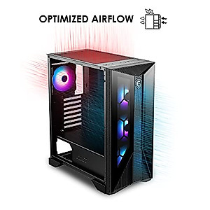MSI MPG GUNGNIR 120R - Premium Mid-Tower Gaming PC Case - Tempered Glass Side Panel - ARGB 120mm Fans - Liquid Cooling Support up to 360mm Radiator - Vented Front Panel