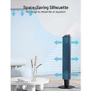 PARIS RHÔNE Tower Fan with Remote, 90° Oscillating Quiet Cooling Fan, 42'' or 36'' Height Adjustable, 5 Speeds, Sleep Mode, 12H Timer, Tall Standing Room Fan for Bedroom, Office and Home