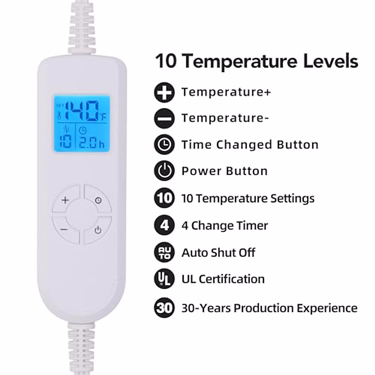 Ruqiji 26" x 35" Neck&Shoulder&Back Heating Pad with Fast-Heating Technology&10 Temperature Settings, Flannel Electric Heating Pad/Pain Relief for Back/Neck/Shoulders/Menstrual Pain/Cramp (Dark Teal)