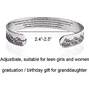 PEKWASY To My Granddaughter Gifts Bracelet from Grandma/Grandpa, Granddaughter Graduation Gifts Birthday Gifts Jewelry Inspiration Bracelet Back to School/Birthday Gift