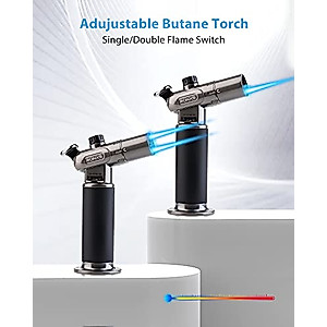 RONXS Torch Lighter, Multipurpose Lighter with Dual Flame, You Can Switch Single /Dual to Meet All Your Need, Heavy Duty Construction Butane Torch, Butane Gas Not Included