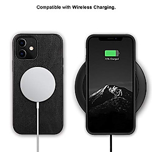 TENDLIN Compatible with iPhone 12 Case/iPhone 12 Pro Case Premium Leather TPU Hybrid Case (Black)