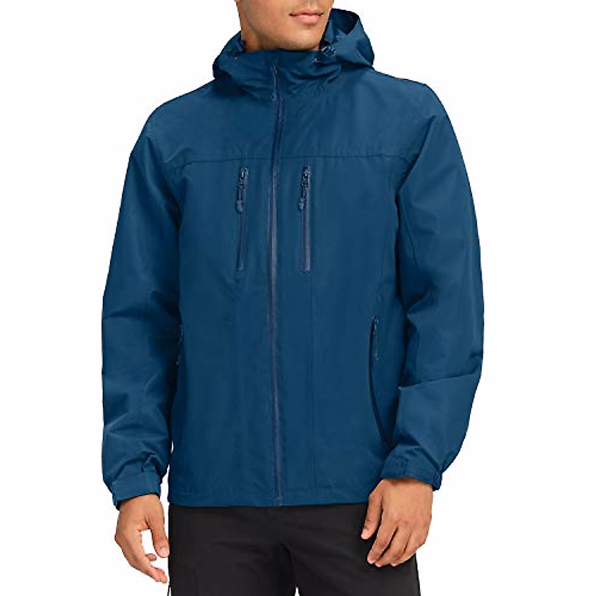 CAMEL CROWN Men's Waterproof Shell Jacket Windbreaker Hooded Rain Coat for Outdoor Hiking Climbing Traveling Blue XL