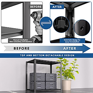 WOZBUD 20" H Heavy Duty Garage Shelving Unit, 20" W Adjustable Metal Storage Rack, 2-Tier Metal Shelves, 12" D Industrial Shelving for Garage, Basement, Workshop, Heavy Duty Storage Shelf