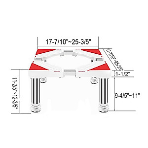 Heavy Duty Dryer Pedestal Upgraded Washing Machine Pedestal Retactable Length/Width 18"-25" Refrigerator Stand Appliance Dishwasherstand 4"/6"/8"/10" Sucker Feet
