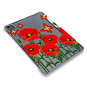 Cute Poppy Red Kawaii Flower case Compatible with iPad Mini Air Pro 7.9 8.3 9.7 10.2 10.9 11 12.9 inch Pattern Cover New 2022 2021 Trifold Stand 3 4 5 6 7 8 9 Generation 524 (11" Pro 1/2/3 gen)
