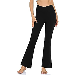 Women’s Bootcut Yoga Pants - Flare Leggings for Women High Waisted Crossover Workout Lounge Bell Bottom Jazz Dress Pants (X-Large, Black)