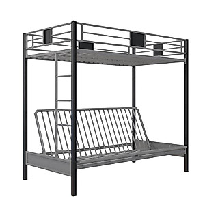 DHP Silver Screen Metal Bunk Bed with Ladder, Black, Twin