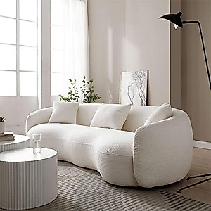 KEVINSPACE 94" Curved Sofa Modern Curved Couch Living Room Mid Century Luxury Style, 4-Seat Boucle Fabric Couch for Bedroom, Office, Apartment,Beige