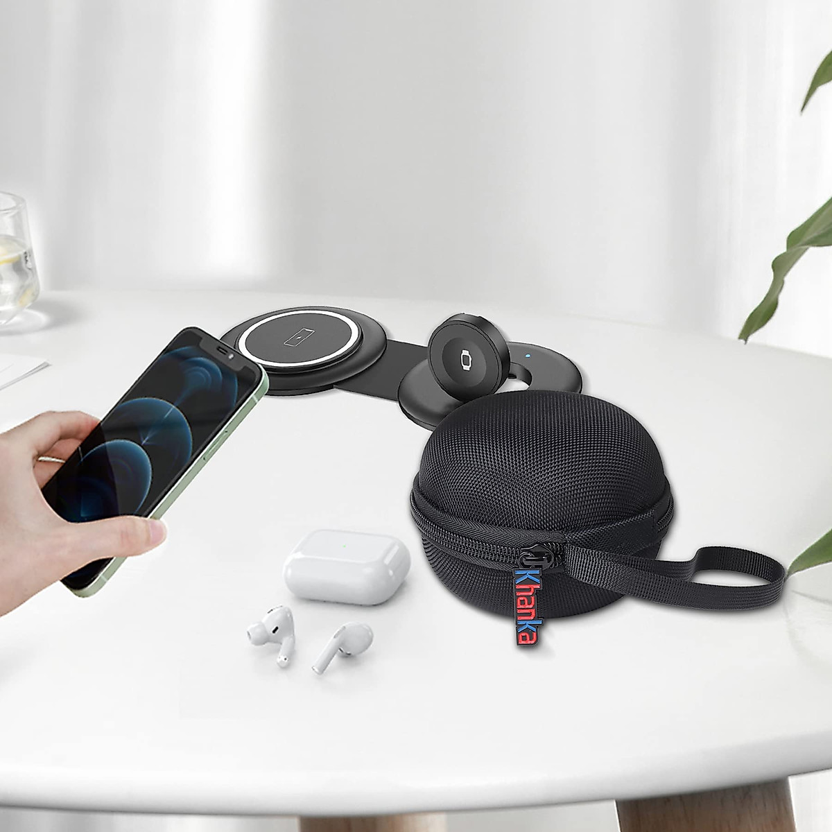 Khanka Hard Travel Case Replacement for UCOMX Nano Magnetic 2 in 1 Wireless Charger, Wireless Folding Charging Station, Case Only (Black)