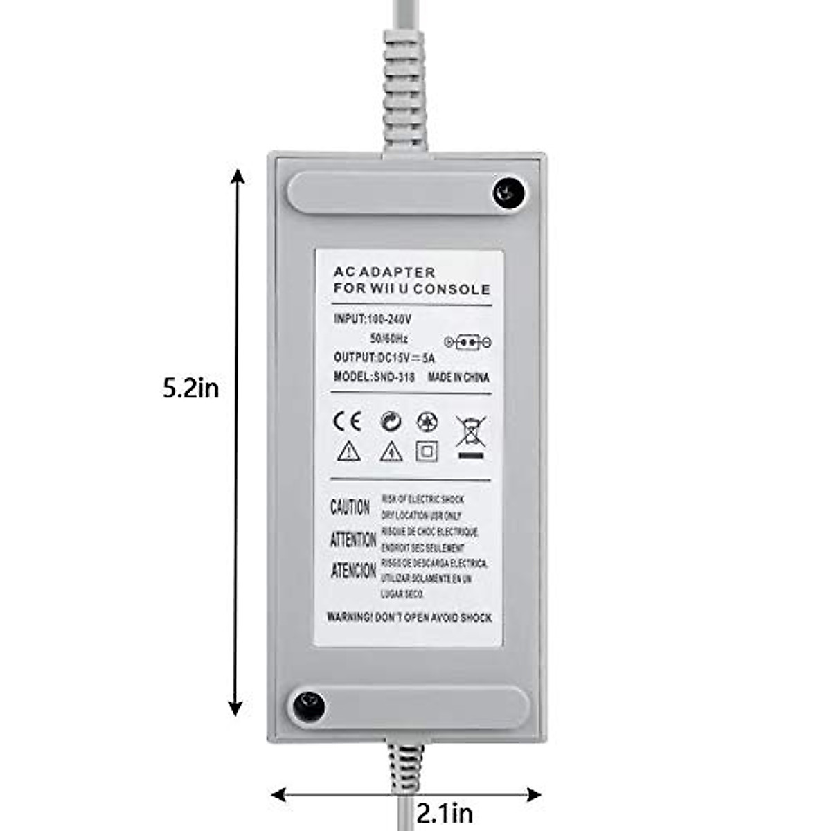 NeeKeons AC Power Supply Universal 100-240V Adapter Cord US Plug for Nintendo Wii U Console System