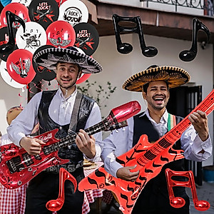 Rock and Roll Party Decorations - Rock and Roll Balloons Set Includes Note Balloons Guitar Foil Balloons Latex Balloons for Boys and Girls Music Party Supplies
