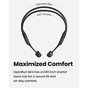 SHOKZ OpenRun Mini (AfterShokz Aeropex Mini) -Bone Conduction Open-Ear Bluetooth Sport Headphones - Waterproof Wireless Earphones for Workouts and Running - Built-in Mic (Renewed)