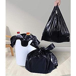 YYaaloa 100 pcs Small Black Trash Bags with Handles 14x22 Super Thick plastic Rubbish Bags,T-shirt bags,Wastebasket Bags for Office, Picnic,Kitchen, Bulk Bags (Black 100 pack)