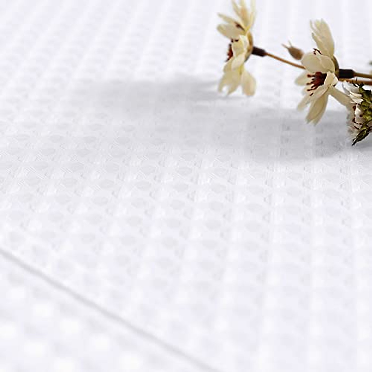 jinchan White Kitchen Curtains 36 Inch Tier Curtains Waffle Woven Textured Cafe Curtains Half Window Curtain Set Rod Pocket Light Filtering for Bathroom Sink Laundry Room Basement RV 2 Panels